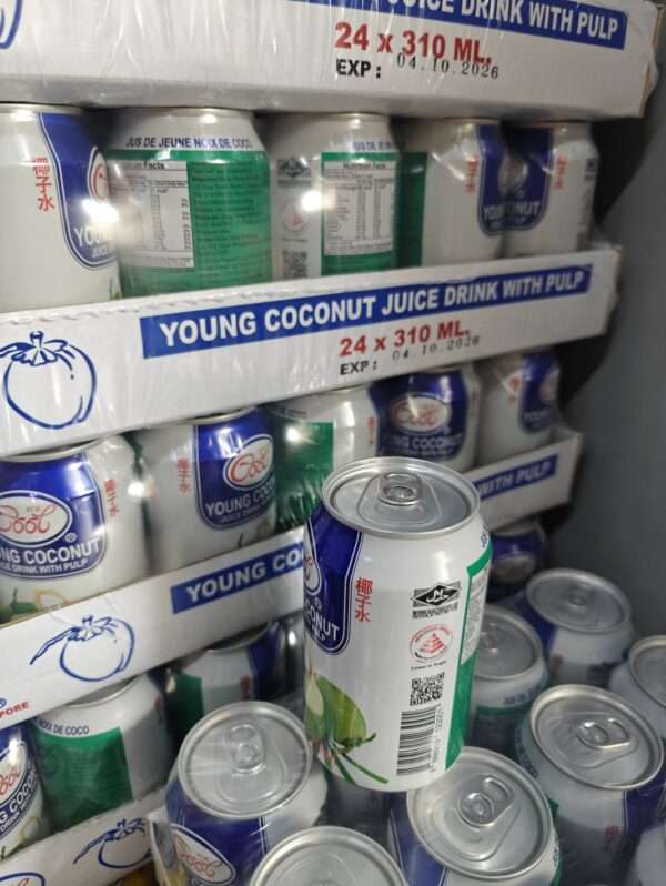 [ 310ml x 24 Cans ] IceCool Young Coconut with Pulp ( Halal / Healthier choice ) | Teck Leong ...